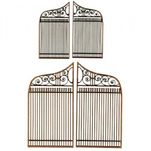 Wrought Iron Style MDF Pair of Gates with Arch and Curlicues